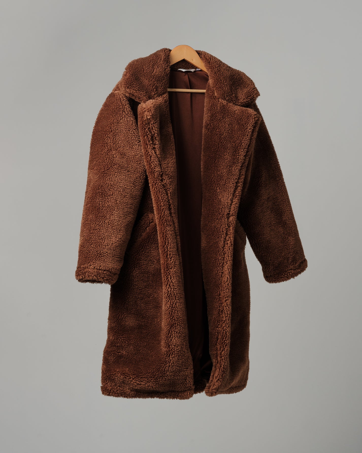 ONY Oversized Sherpa Trench Coat - Brown